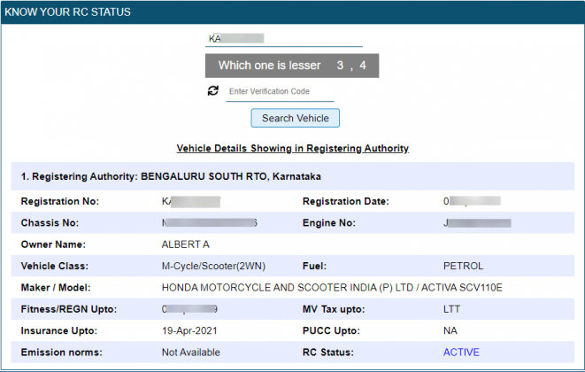 How to Check Vehicle Owner Details By Registration Number